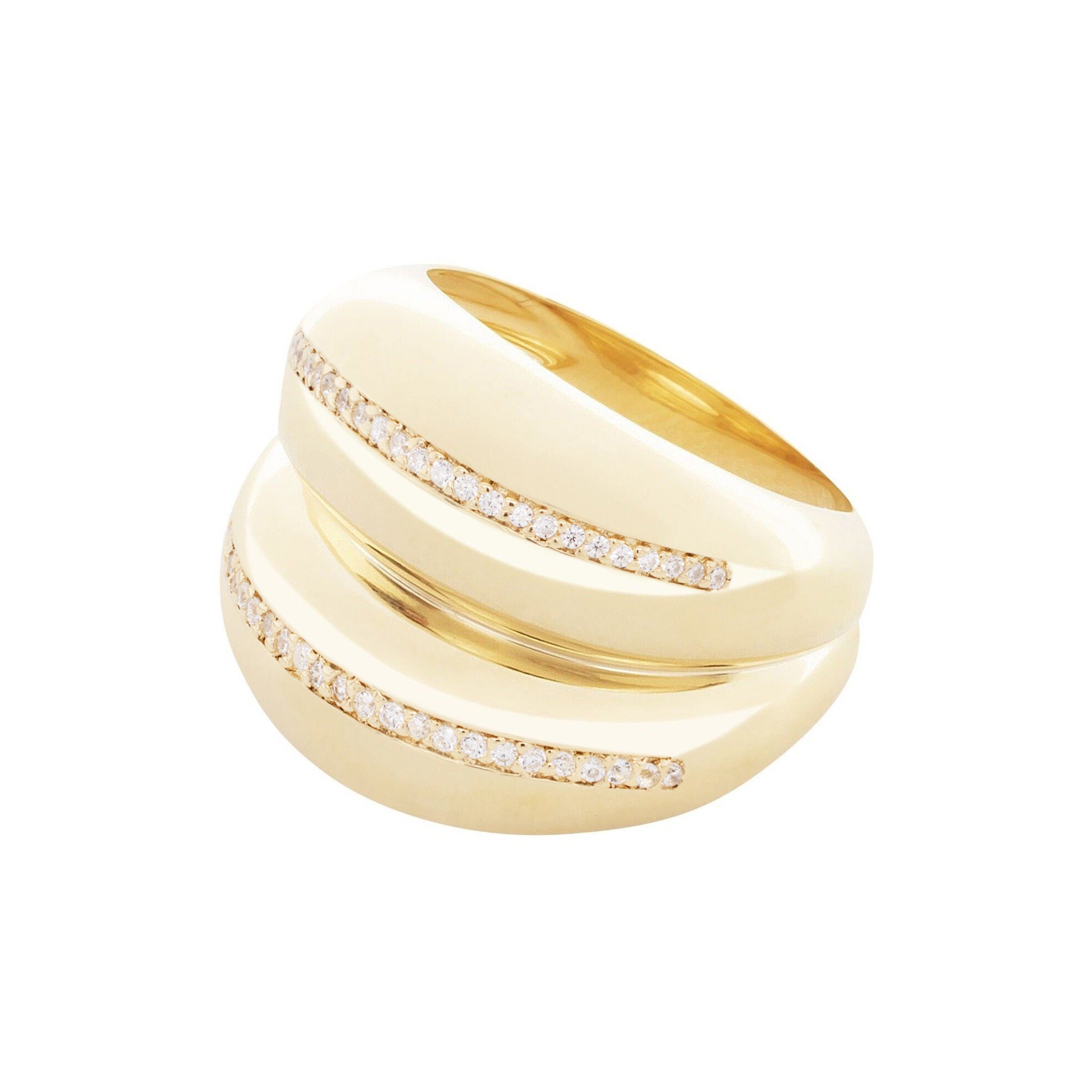 Double Void Ring Gold With White Stones Cbycjewelry