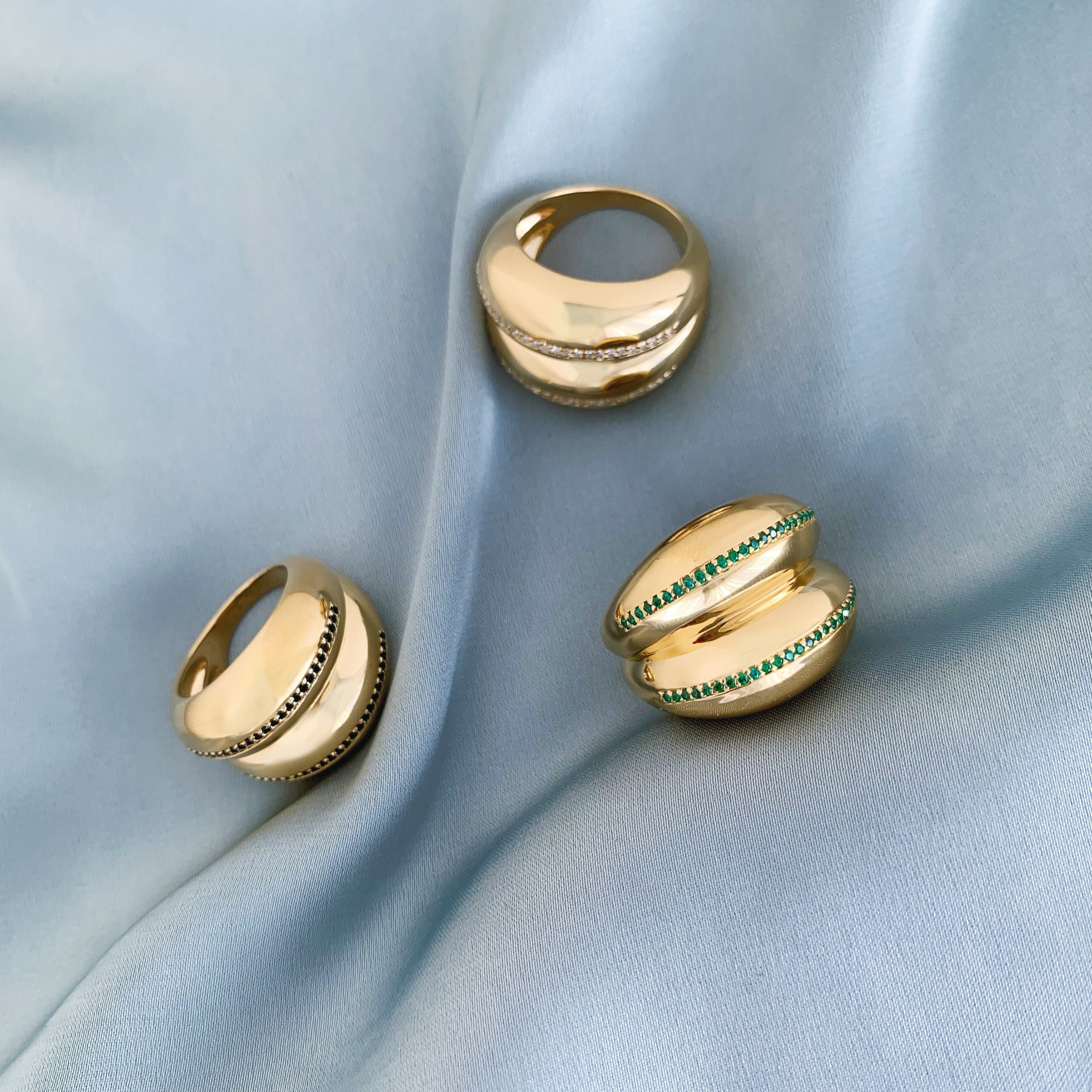 Double Void Ring Gold With White Stones Cbycjewelry